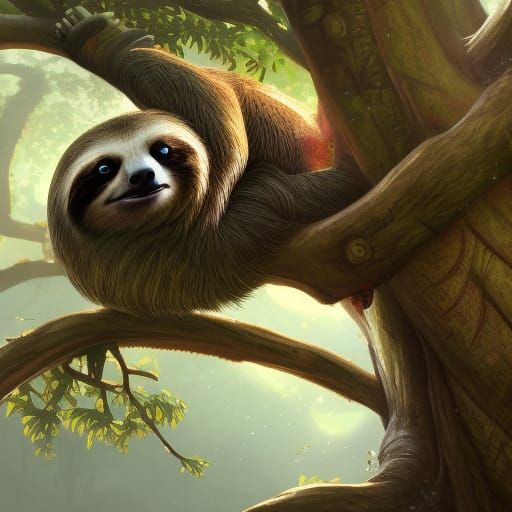 sloth in a tree - AI Generated Artwork - NightCafe Creator