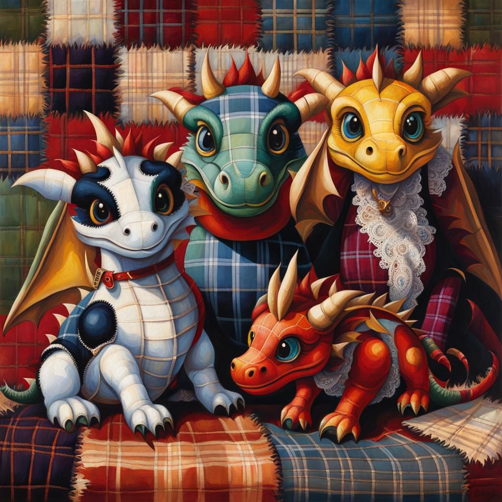 Patchwork dragons - AI Generated Artwork - NightCafe Creator