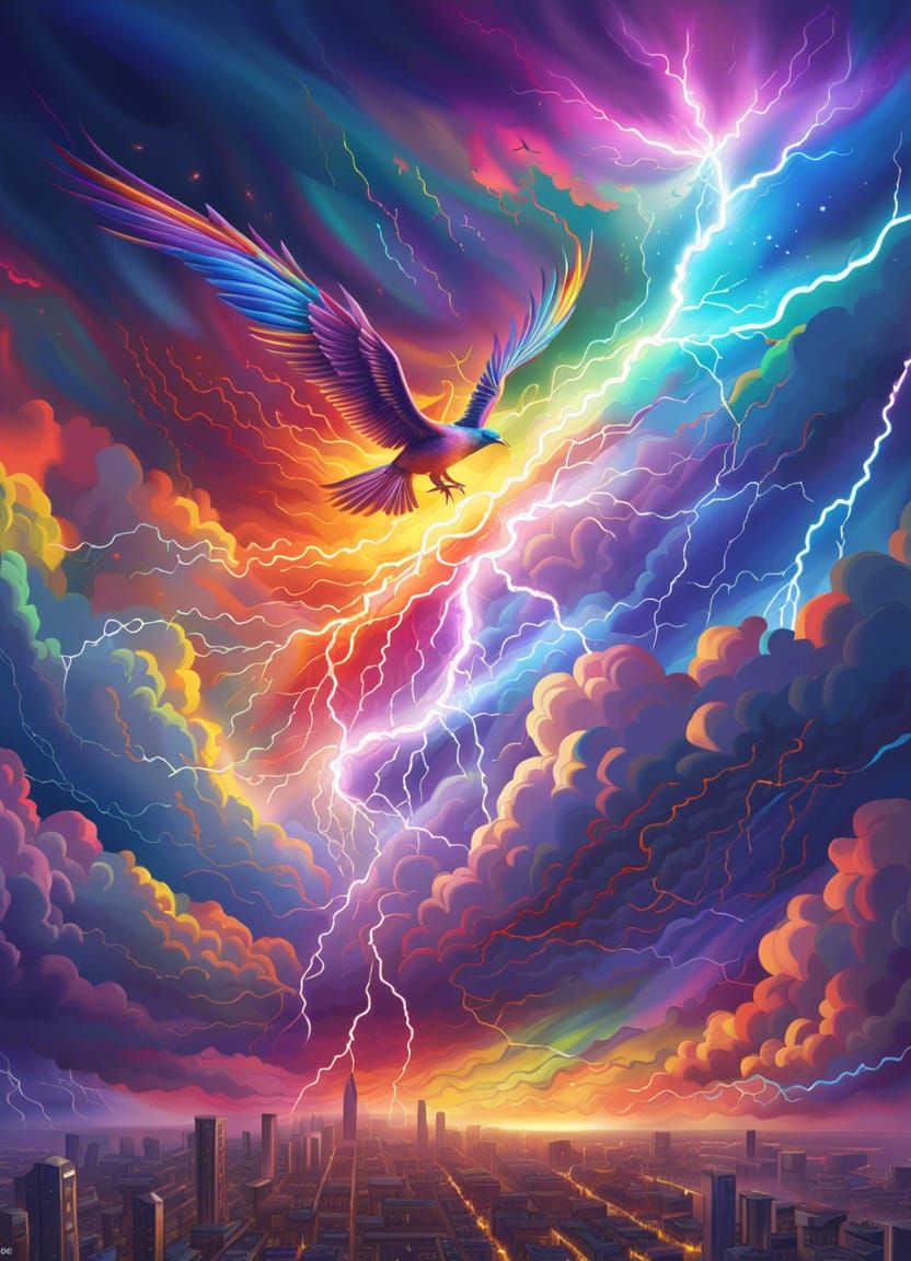 Phoenix in the Lightning Storm v2 - AI Generated Artwork - NightCafe ...