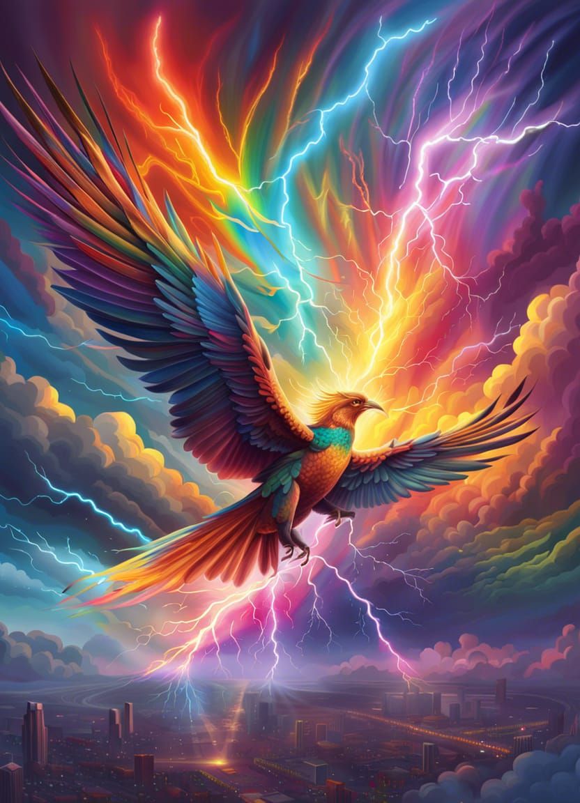 Phoenix in the Lightning Storm v1 - AI Generated Artwork - NightCafe ...
