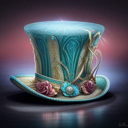 Translucent Glass Top hat made from crystals, very fancy very ornate ...