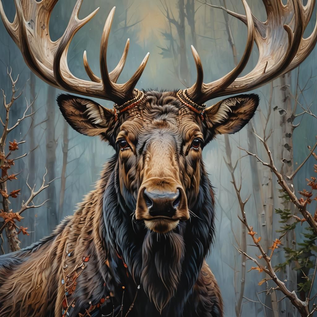 Confident Hunter in Oil on Canvas - AI Art