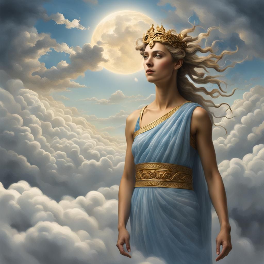 A greek goddess emerges from the clouds - AI Generated Artwork ...