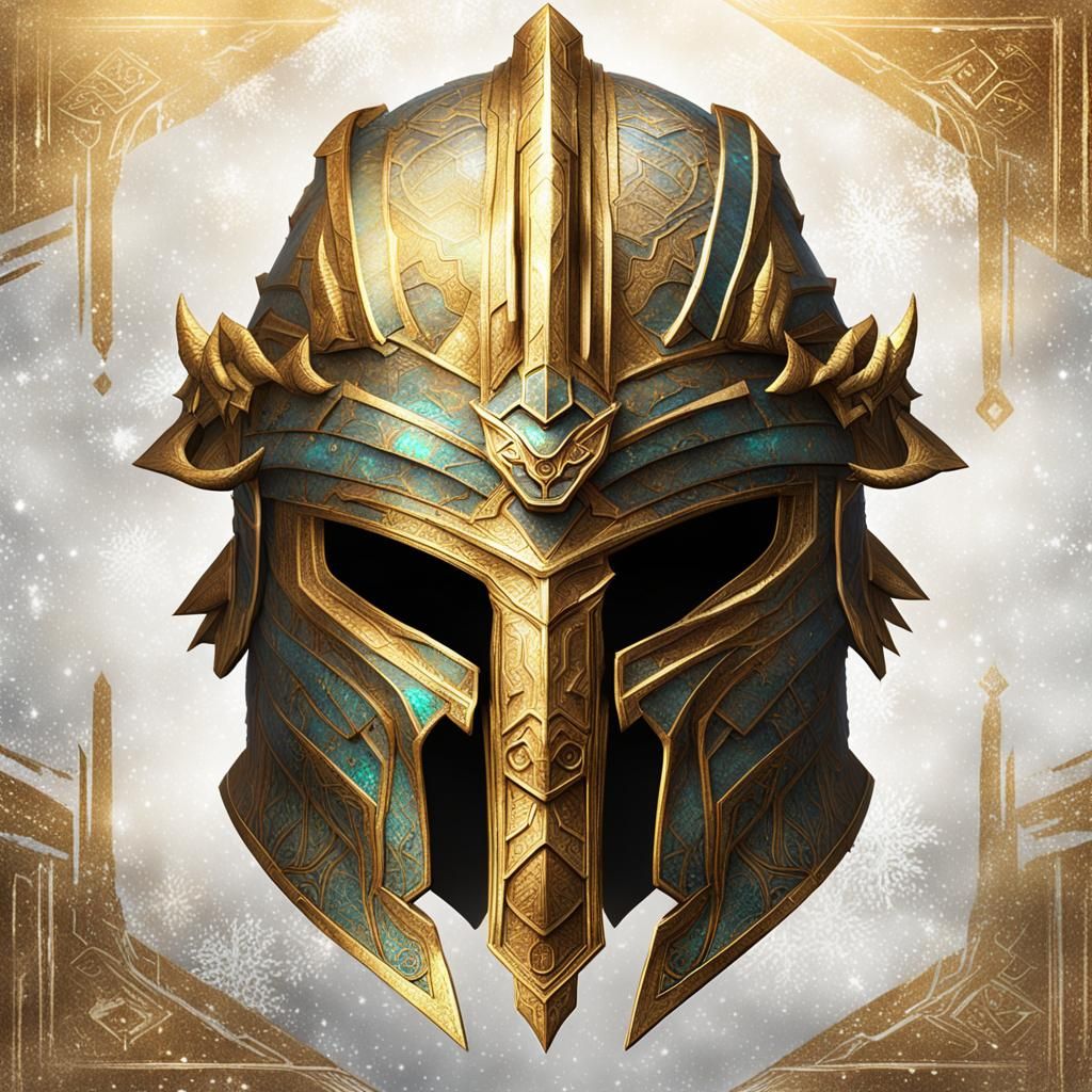 Skyrim helmet made of gold and magic imbued with frost resistance - AI ...