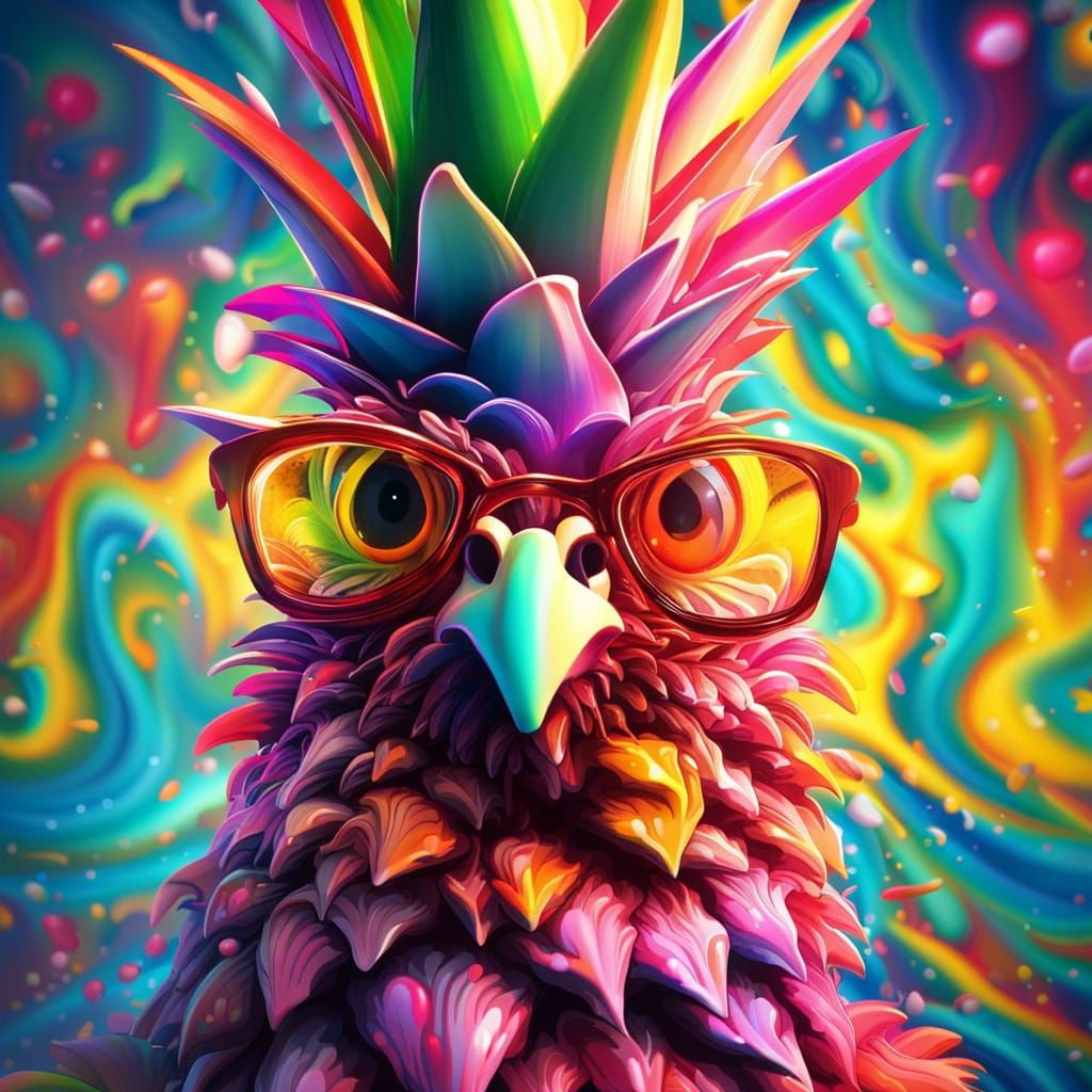 Psychedelic Pineapple Chicken - AI Generated Artwork - NightCafe Creator