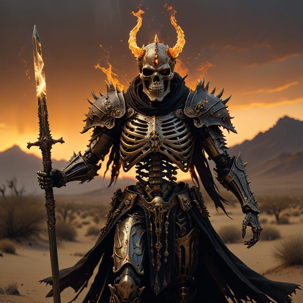 Underworld Spear Master - Dark Fantasy Skeleton King in Hero...