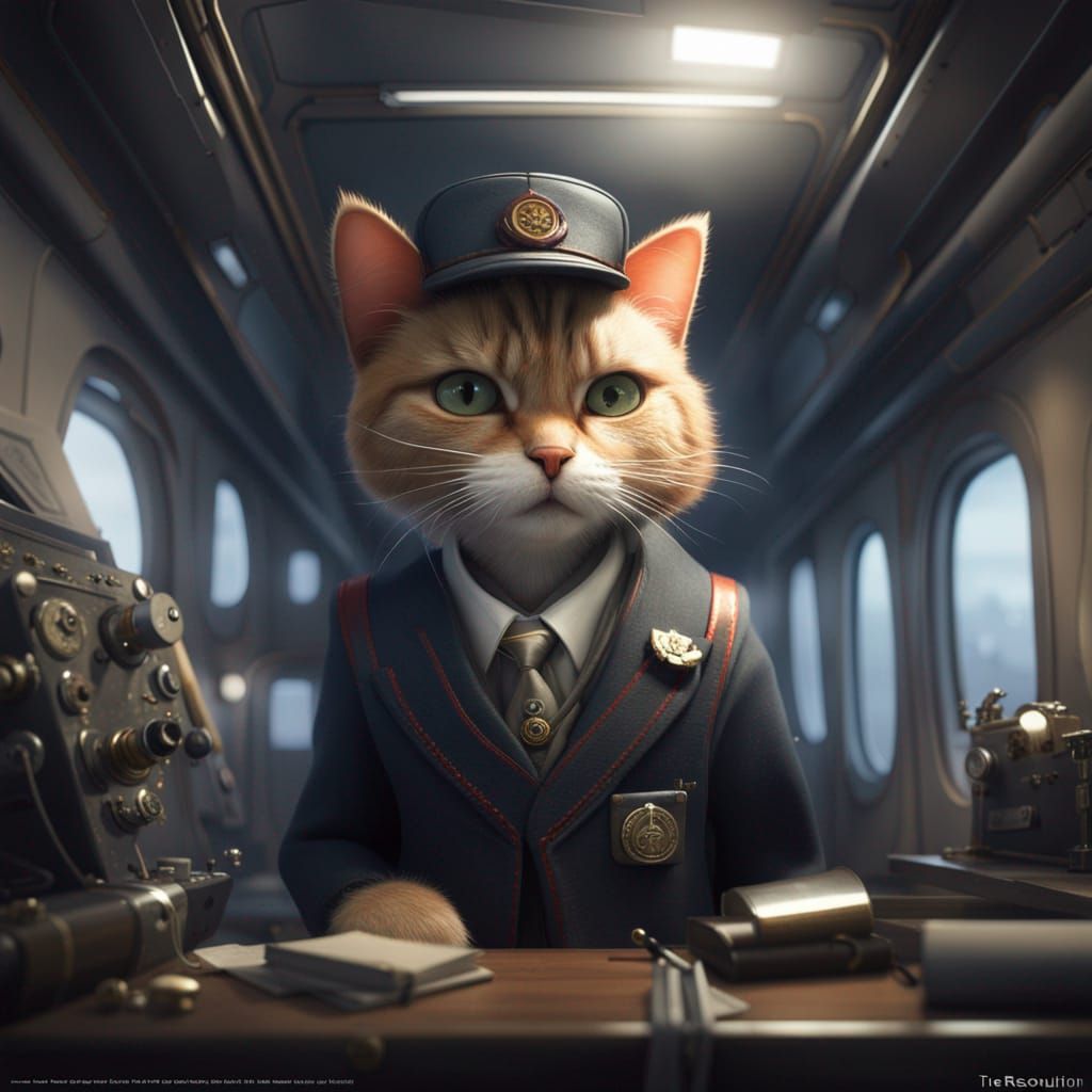 Unreal Engine v5 of a Cat working as a engineer on a airplane | Tom ...