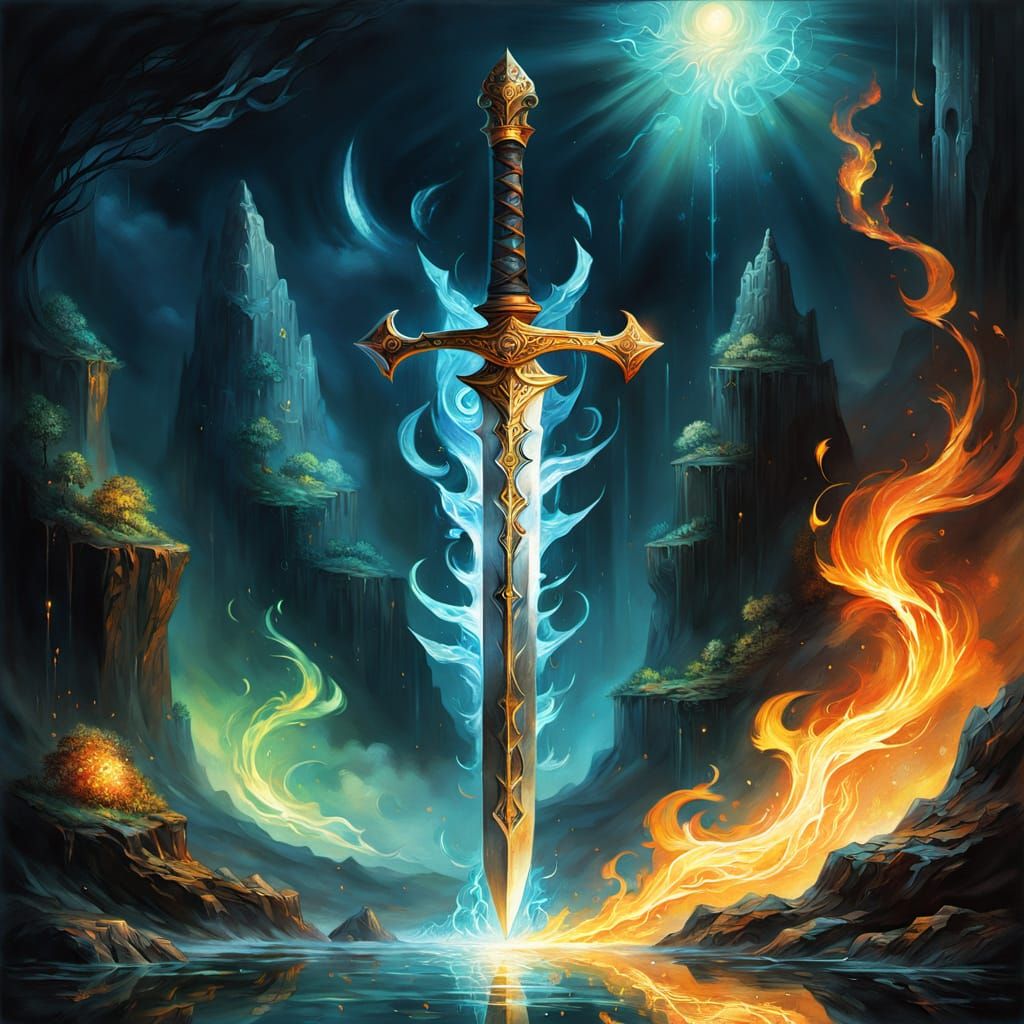 Elemental Swords - Mystical Elemental Swords in Vibrant Oil ...