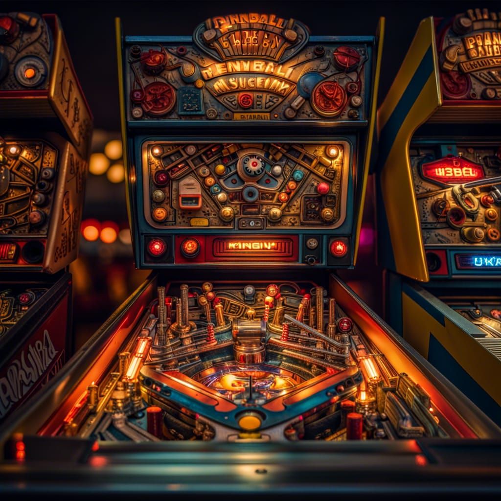 Pinball machine museum 5 - AI Generated Artwork - NightCafe Creator
