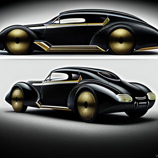 Retro Futuristic Car in Pointillism Style - AI Art