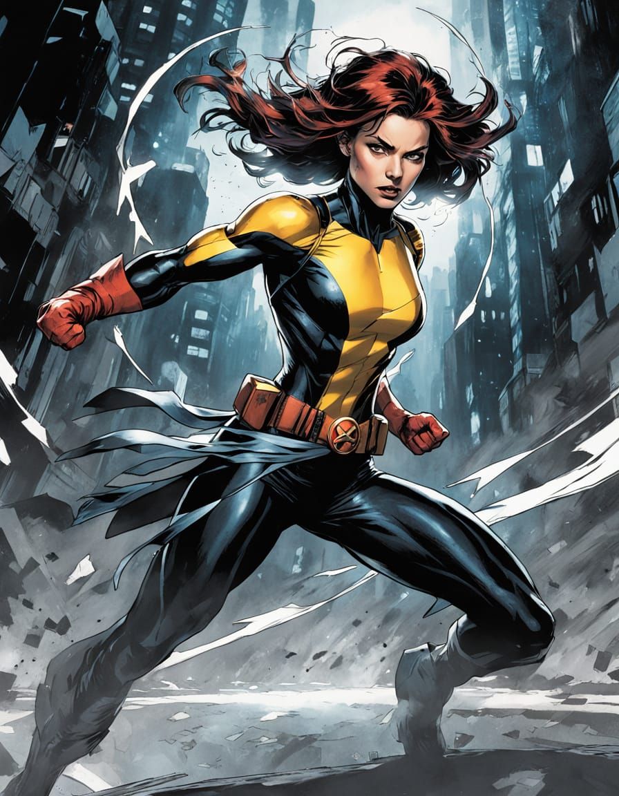 Cinematic Rogue from X-Men in Graphic Novel Style - AI Art
