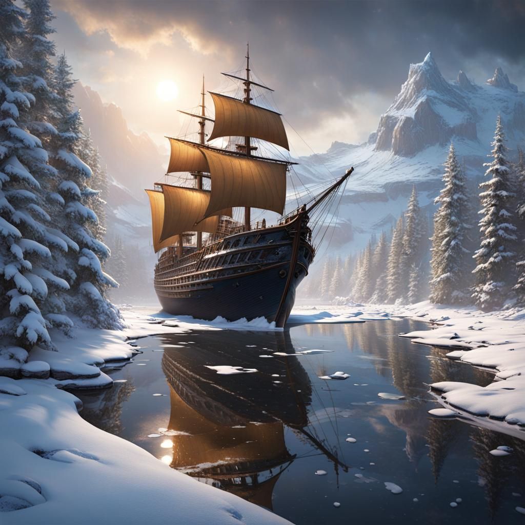 Exploring in winter - AI Generated Artwork - NightCafe Creator