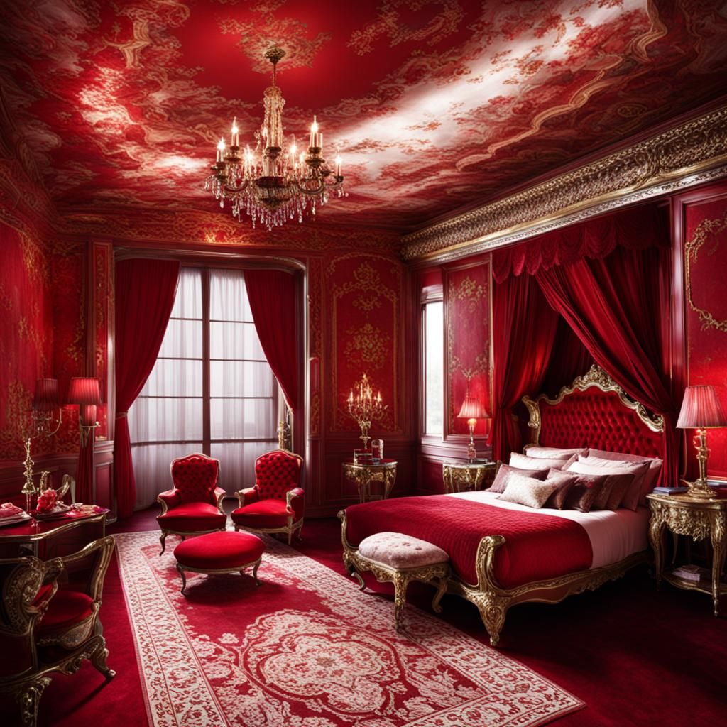 Sensual decadent red boudoir. - AI Generated Artwork - NightCafe Creator