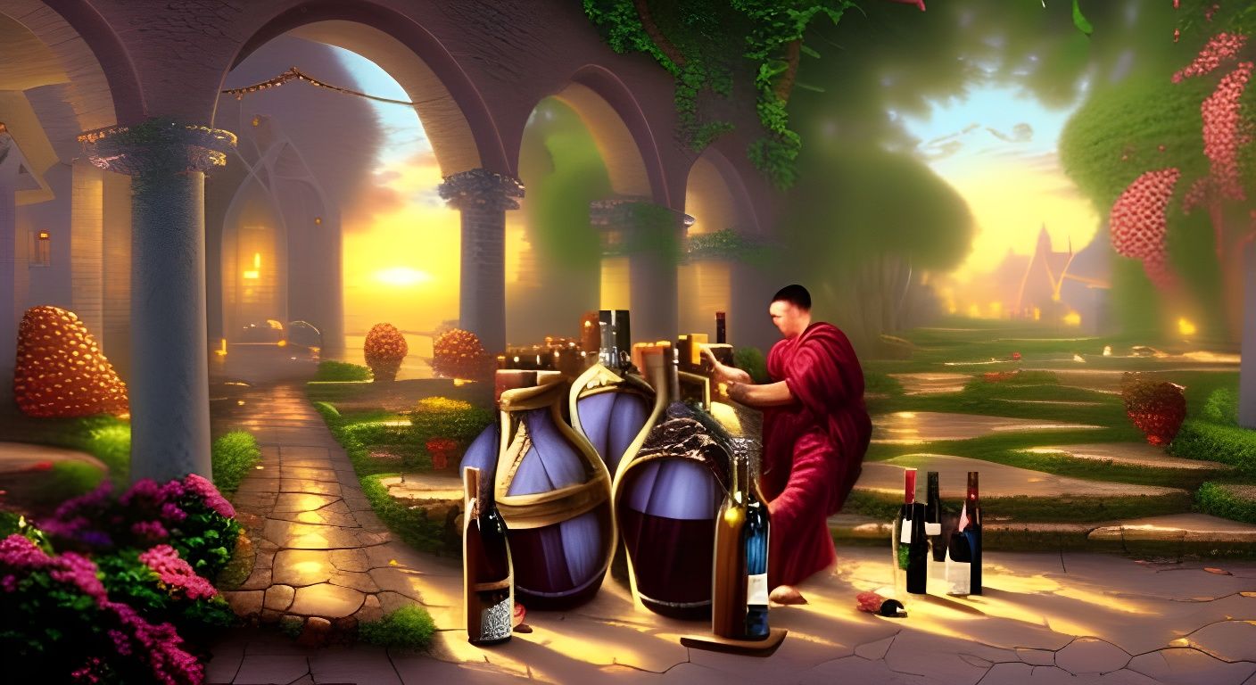 Monks Making Wine - AI Generated Artwork - NightCafe Creator