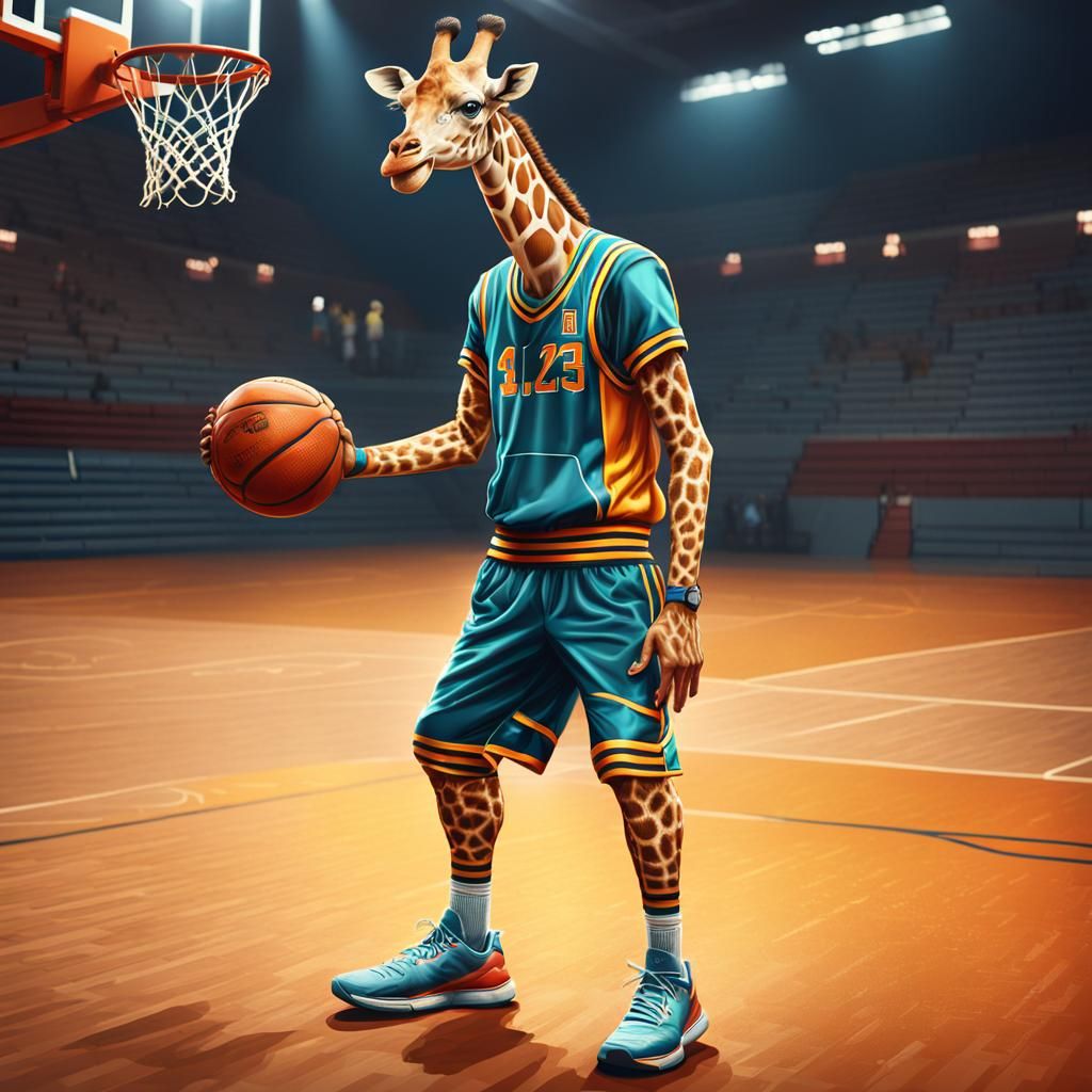 giraffe basketball player - Hyperrealistic Giraffe Basketbal...
