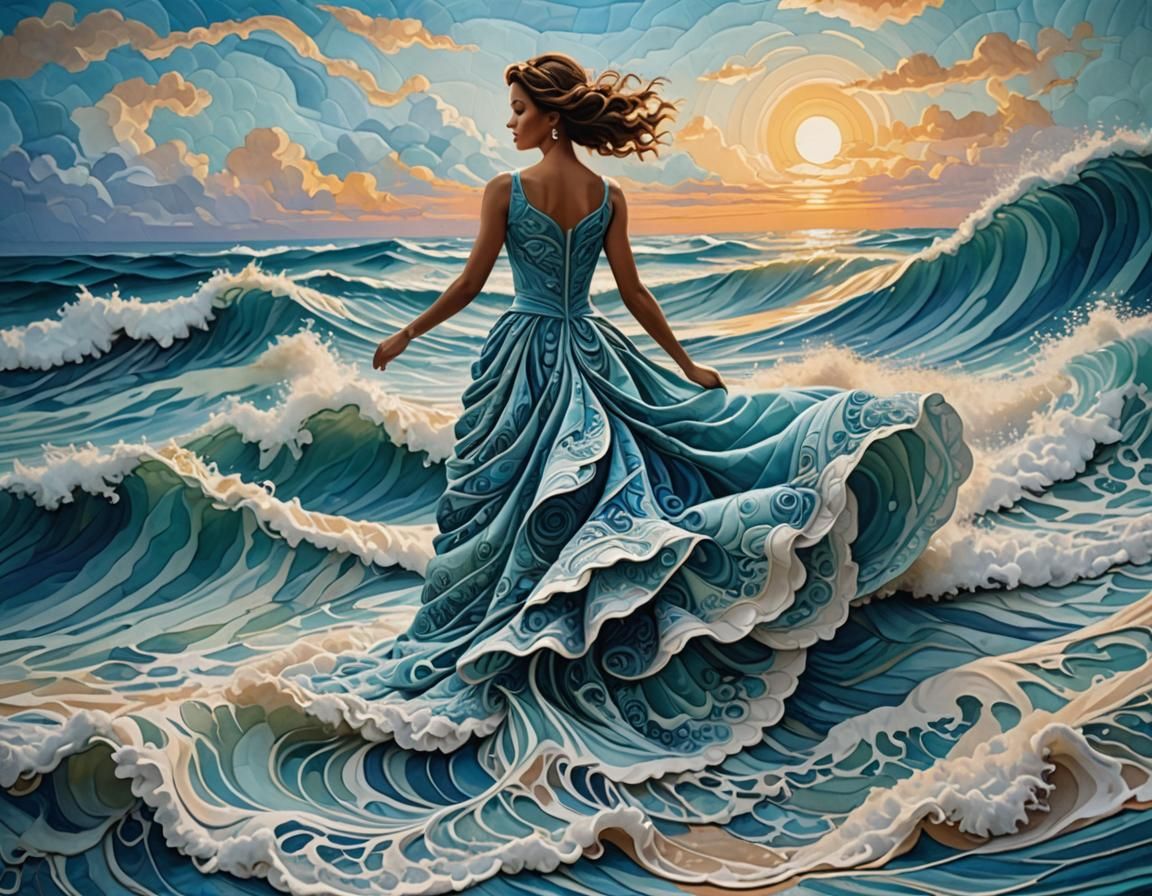 Wave-Lee's Sea Quilt💙 - AI Generated Artwork - NightCafe Creator