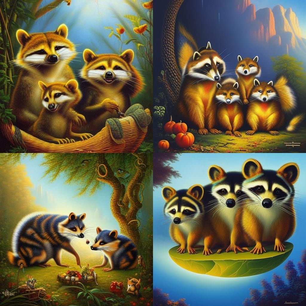 The Family of Raccoons - AI Generated Artwork - NightCafe Creator