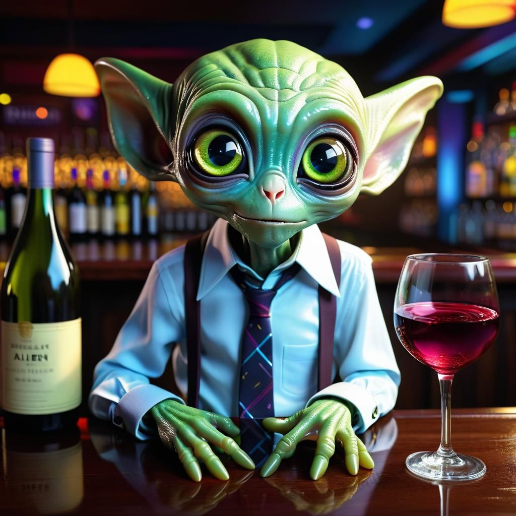 The Drunken Alien in the Bar - AI Generated Artwork - NightCafe Creator