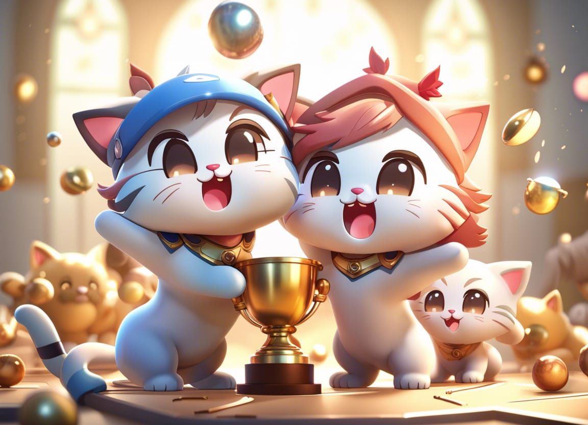 Cats win the Trophy - AI Generated Artwork - NightCafe Creator