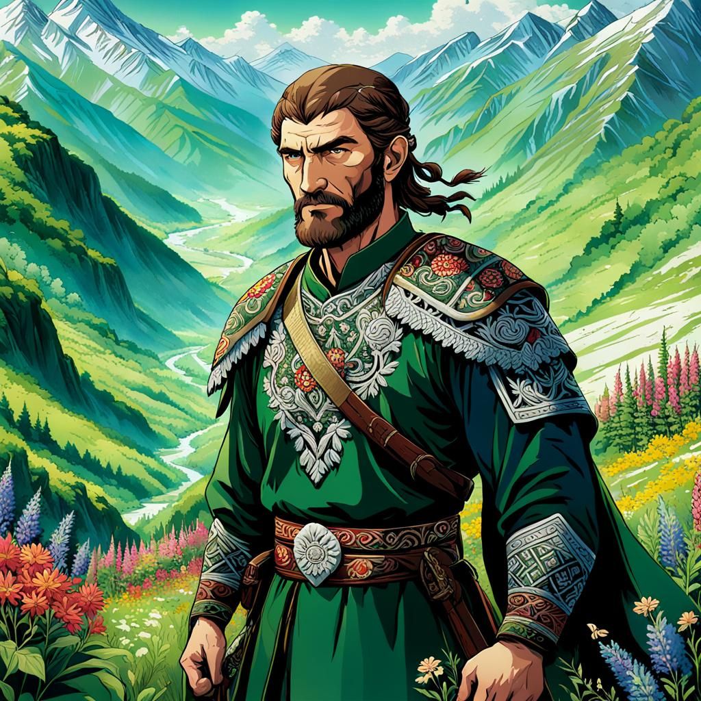 Majestic Chechen Warrior Emerges in Anime Key Visu... - AI Art