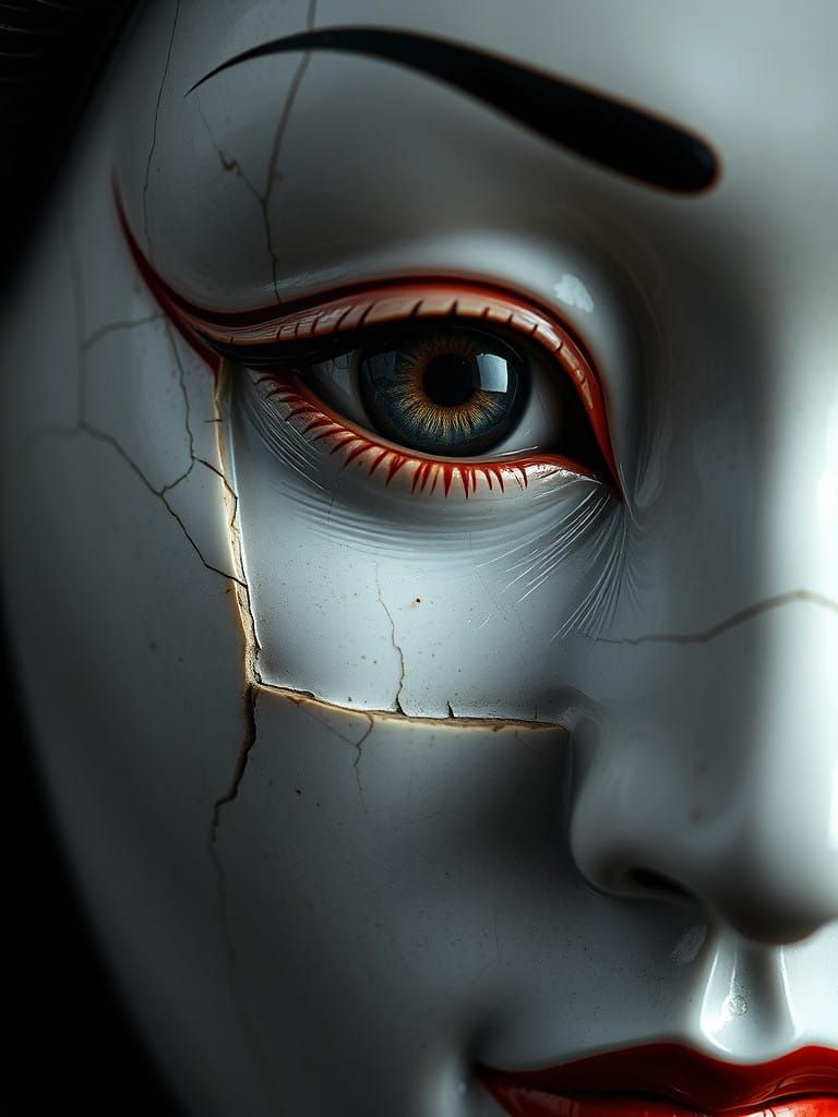 Never Let Them See You Cry - Fragile Geisha Mask Hides a Tea...