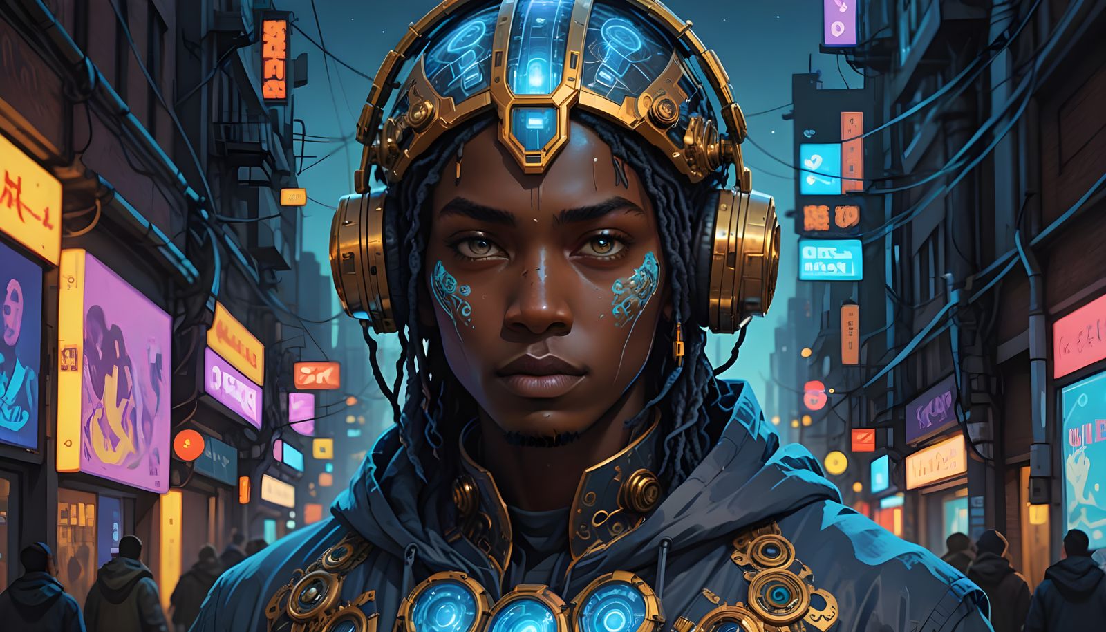 Celestial Cyber Angel with Iridescent Makeup and F... - AI Art