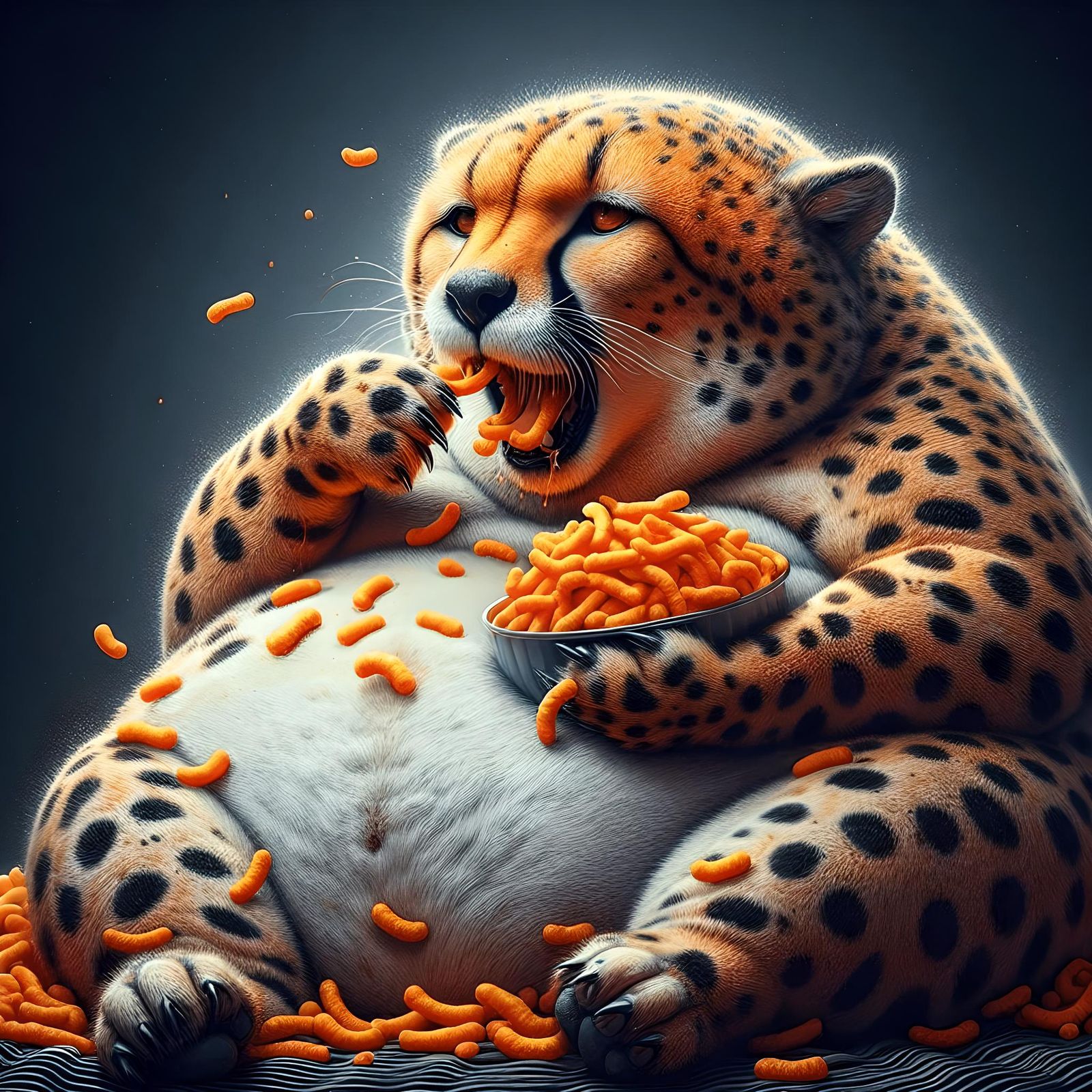 cheetah eating cheetos - AI Generated Artwork - NightCafe Creator