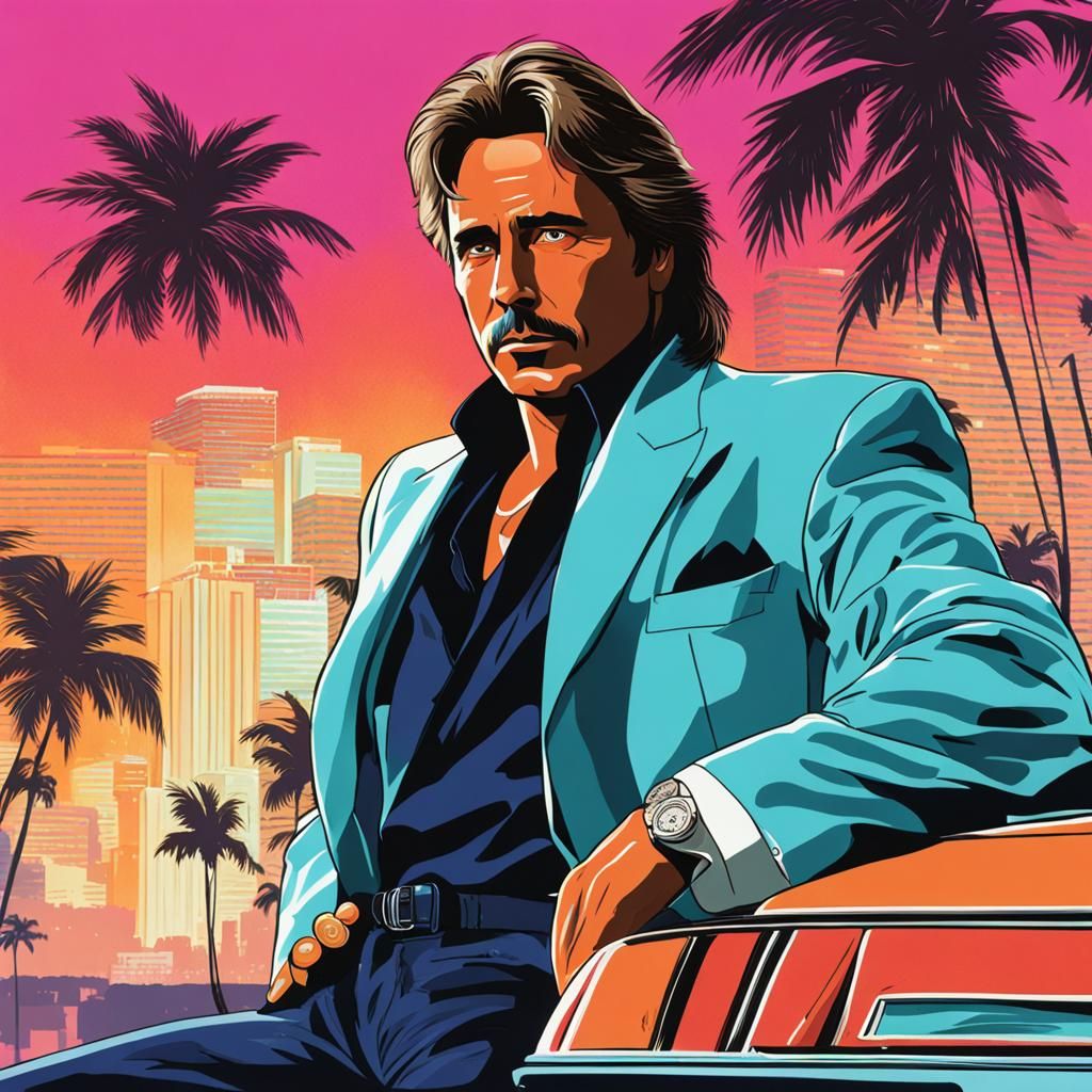 don Johnson. anime. Miami vice - AI Generated Artwork - NightCafe Creator