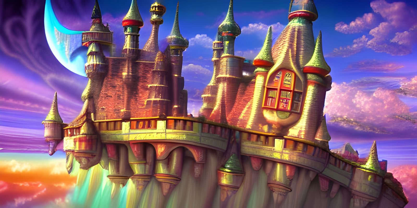 Psychedelic fantasy castle in the sky, 8k resolution, hyperdetailed ...