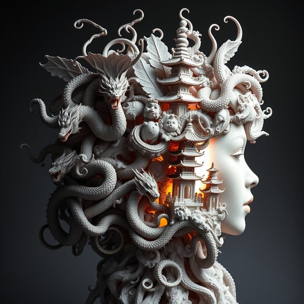 Surreal Clay Sculpture Blending Nature and Myth - AI Art