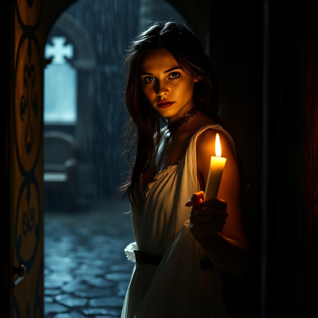 Ethereal Beauty in Shattered Castle Hush - AI Art