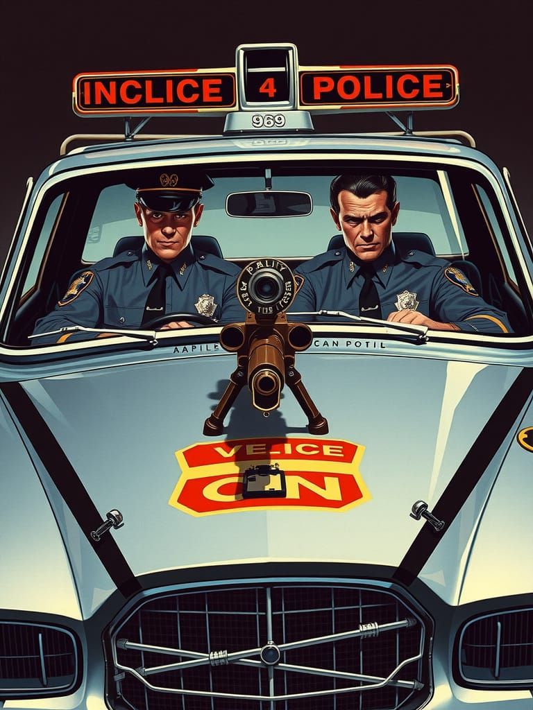 Retro-Futuristic Police Cruiser in 1968 Style - AI Art