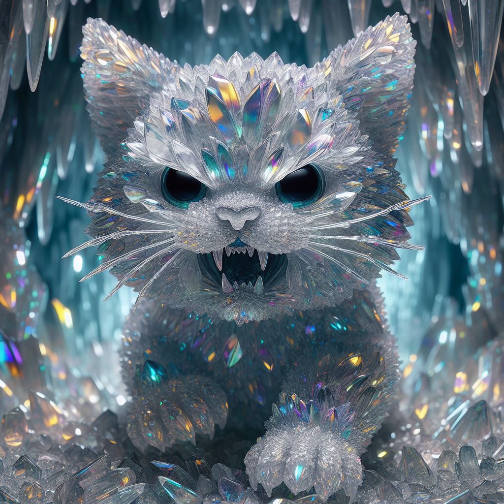Angry crystal cat 2 - AI Generated Artwork - NightCafe Creator