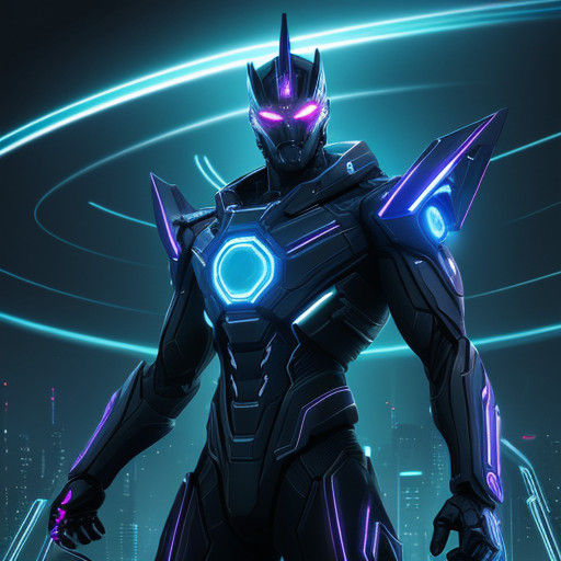 "Design an ultra-futuristic and glowing Tron-inspired leader named ...