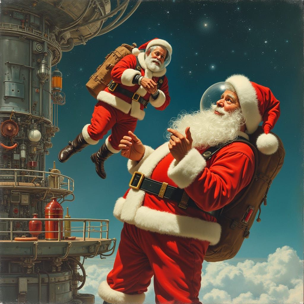 Santa Claus in Space Age Pulp Sci-Fi - AI Art