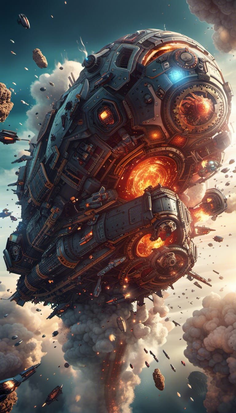 an exploding spaceship https://creator.nightcafe.studio/creation ...