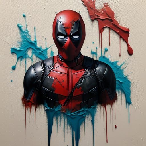 Vibrant Deadpool Portrait in Impasto Style - AI Art