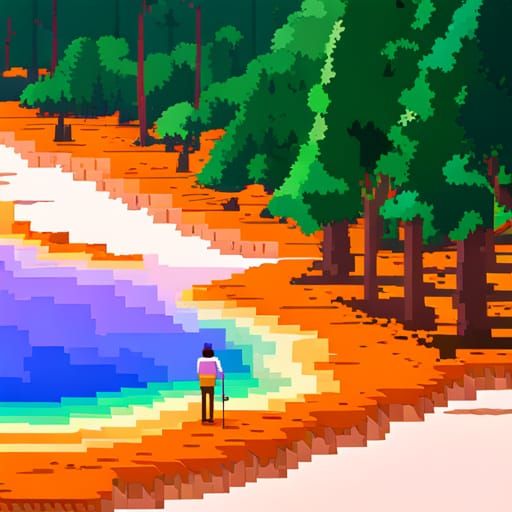 Yellowstone Hike Pixel Art - AI Generated Artwork - NightCafe Creator