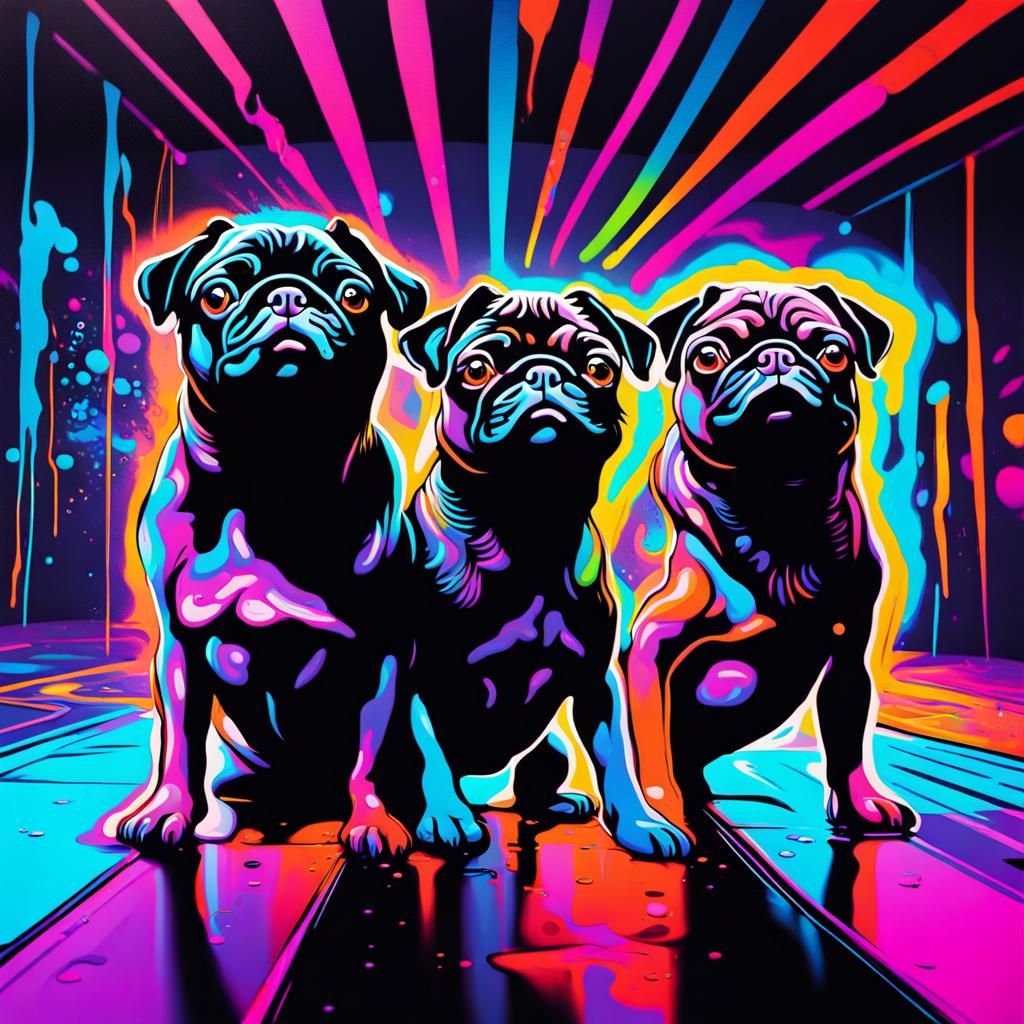 Disco Pugs - AI Generated Artwork - NightCafe Creator