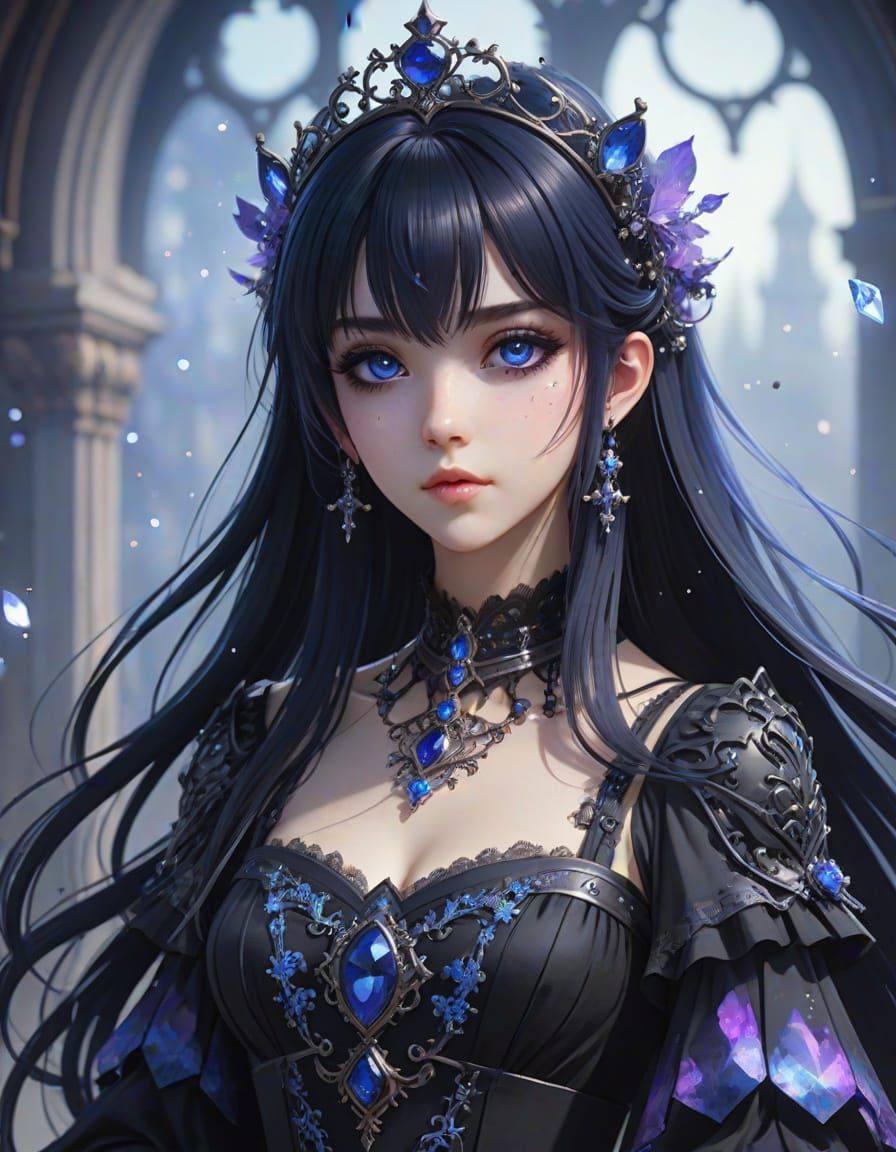 Gothic Sapphire Princess - Ethereal Gothic Princess in Dream...