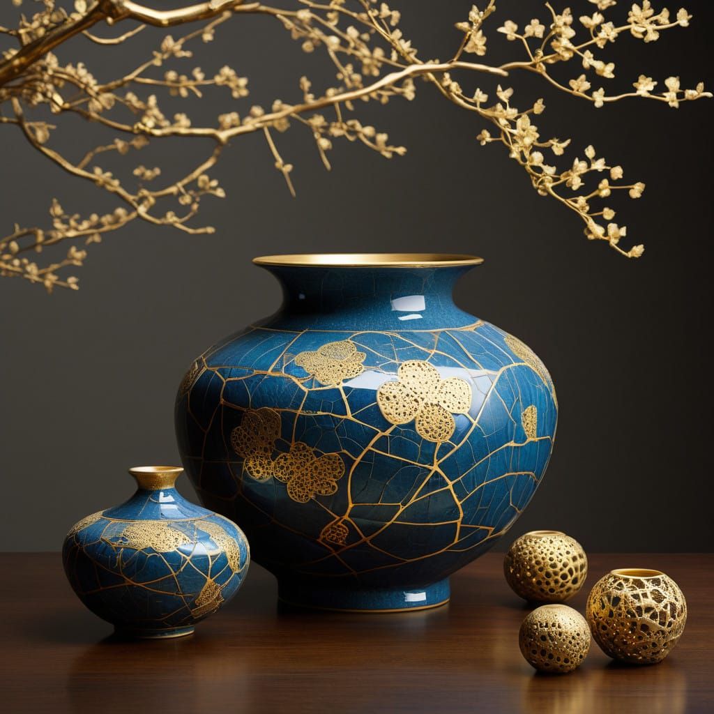 Kintsugi - Golden Fragility: A Kintsugi Masterpiece