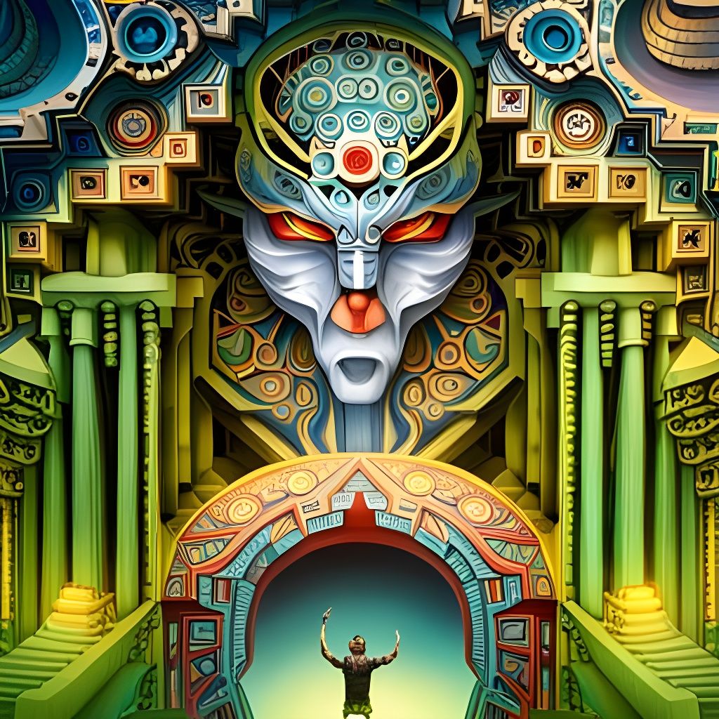 Abstract geometric totem temple 28apr23 - AI Generated Artwork ...