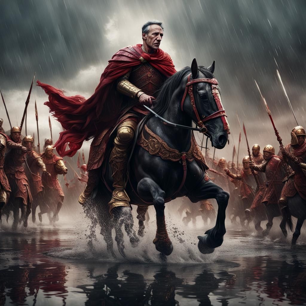 Julius Caesar riding into battle - AI Generated Artwork - NightCafe Creator