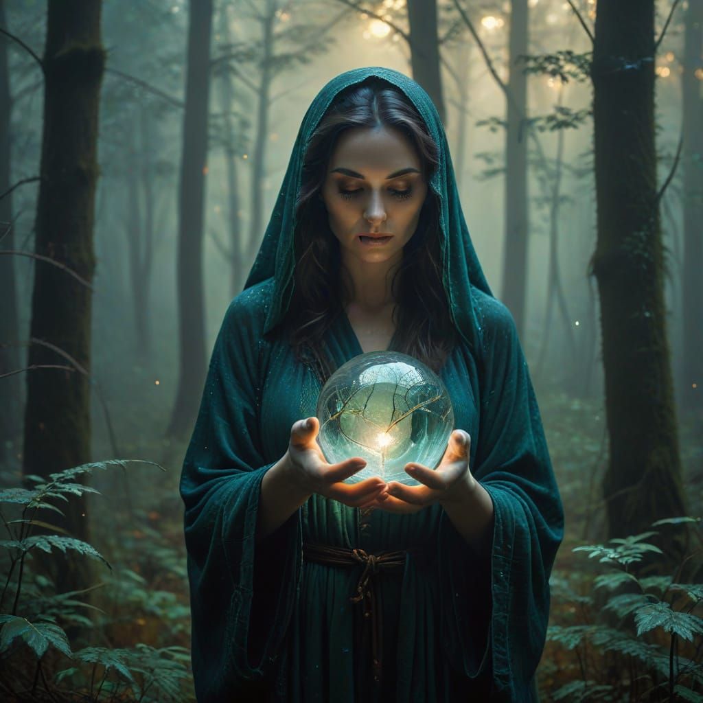 Nature omen - Enigmatic Woman in Mystical Landscape