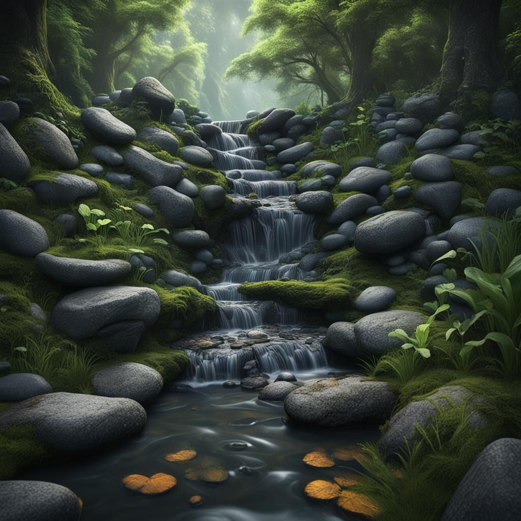 Forest stream - AI Generated Artwork - NightCafe Creator