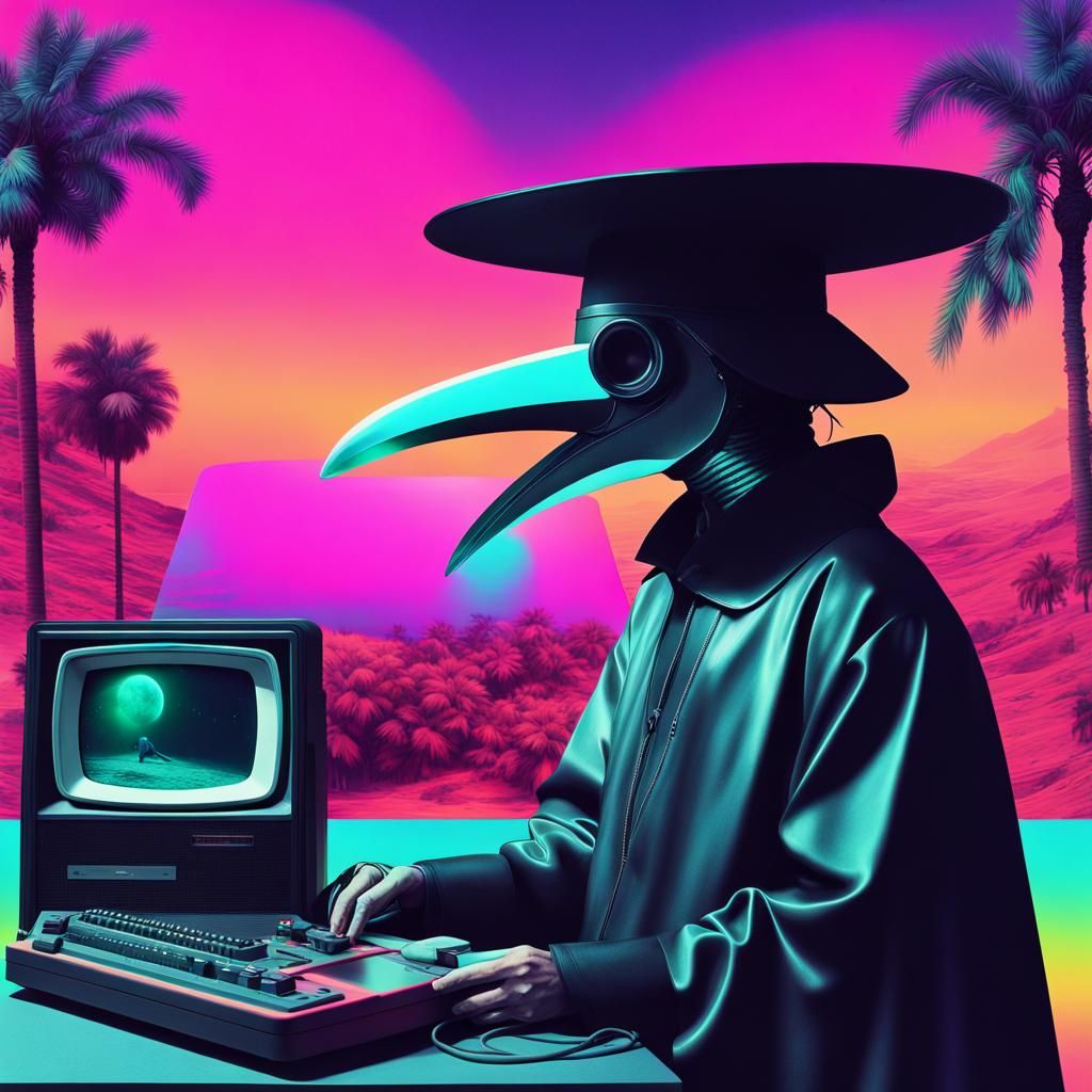 Plaque doctor surreal landscapes with neon colours. - AI Generated ...