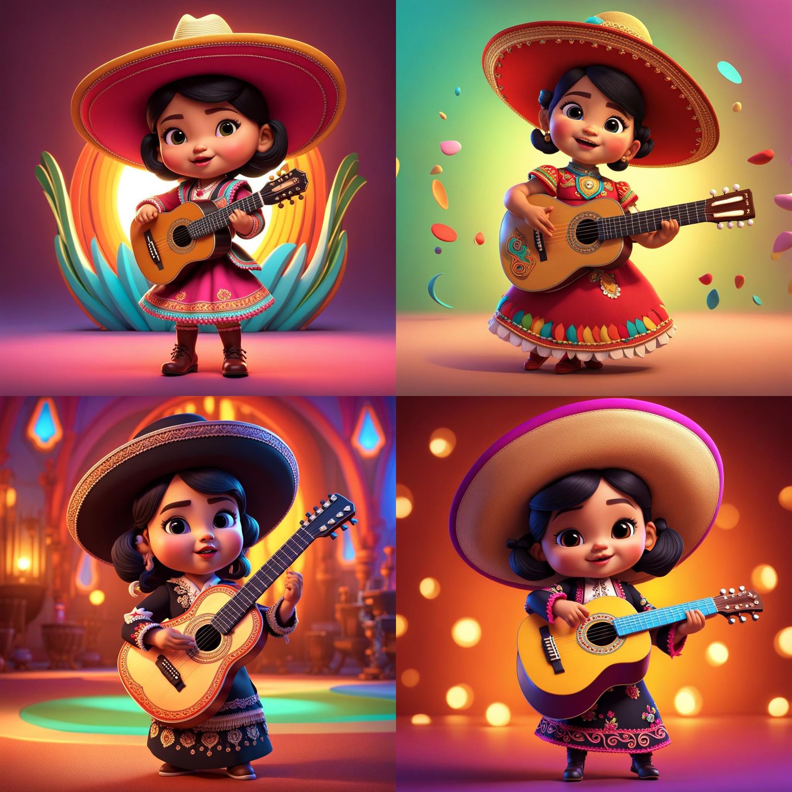 mariachi baby girl with guitar - AI Generated Artwork - NightCafe Creator