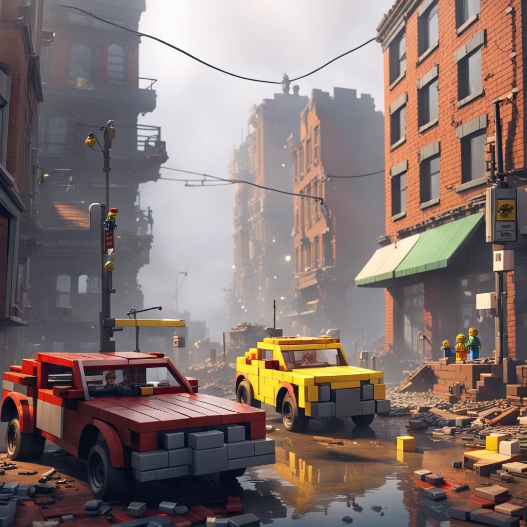 a post apocalyptic world, lego marvel superheroes game inspired , 8k ...