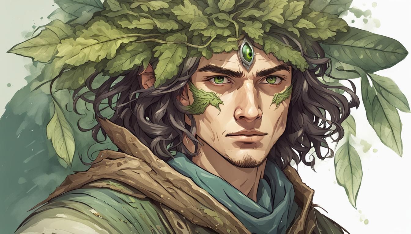 young handsome human druid with slit eye - AI Generated Artwork ...