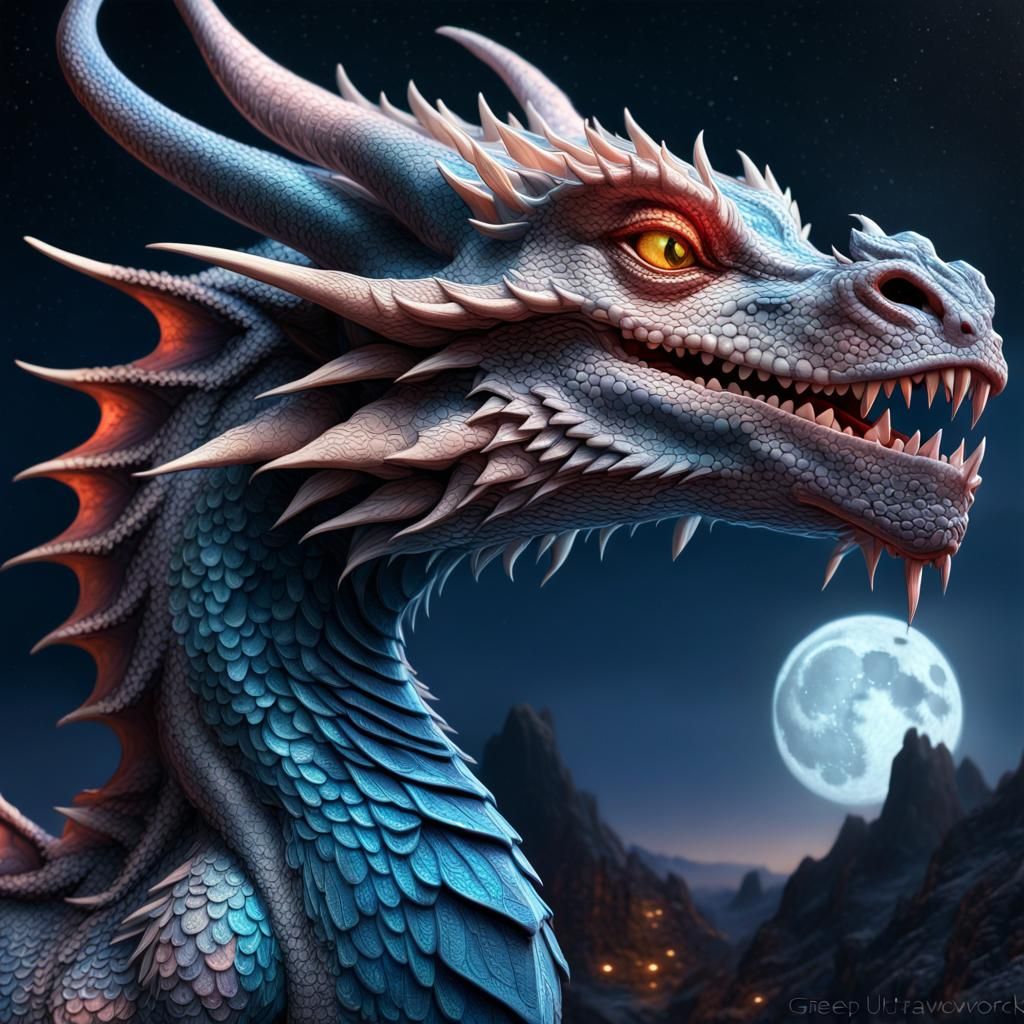 A beautiful Dragon in the moonlight shading - AI Generated Artwork ...